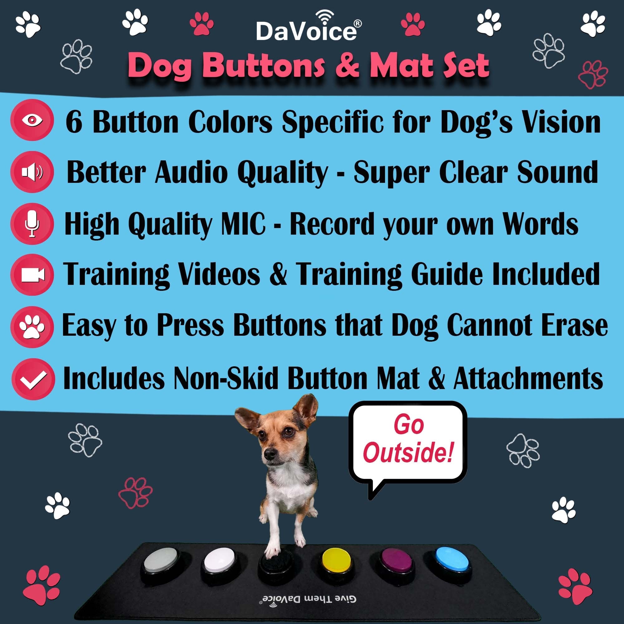 Dog Buttons for Communication, Dog Talking Button Set Dogs Pets Cats