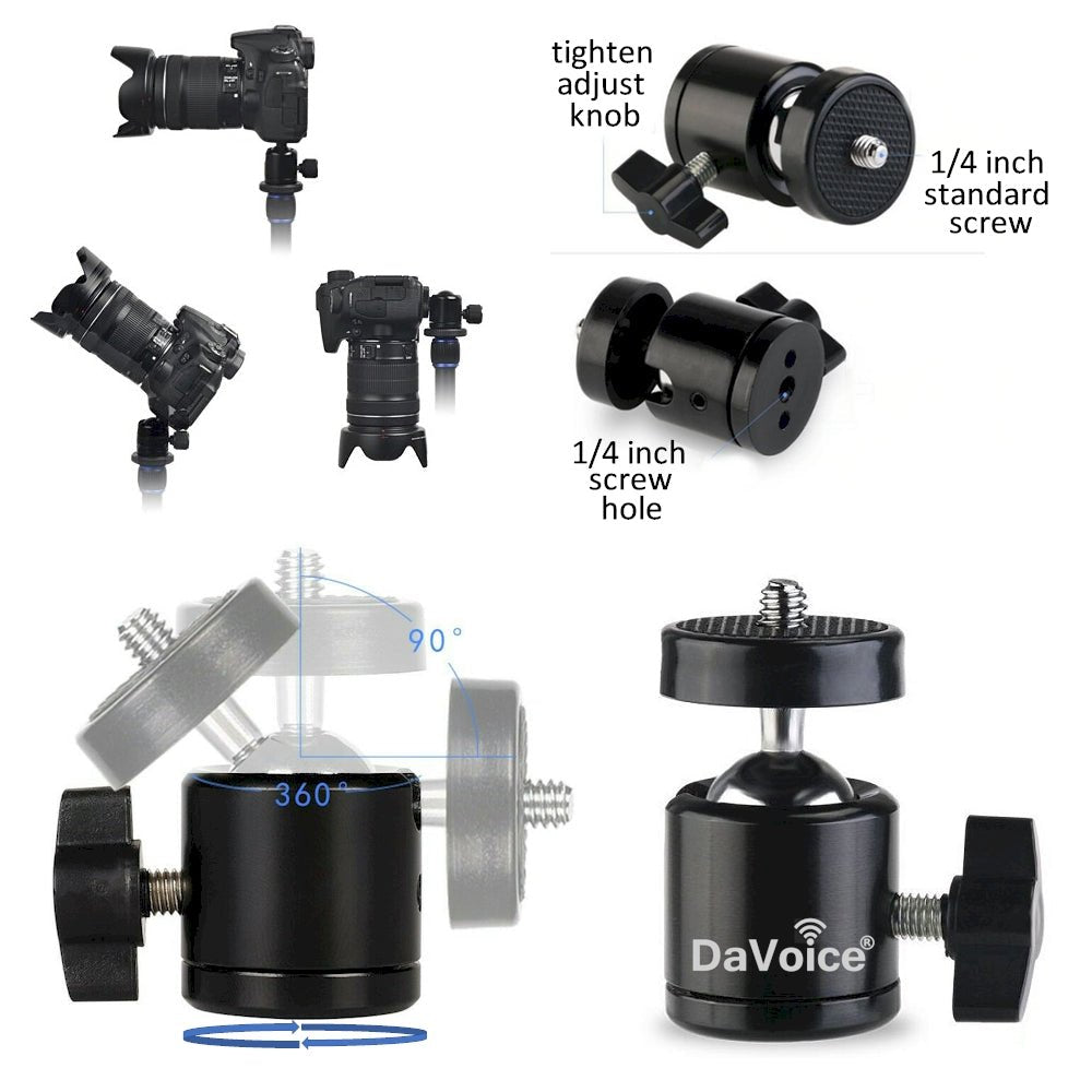 Cell Phone Tripod with Adapter Clip and Mini Ball Head Camera Mount