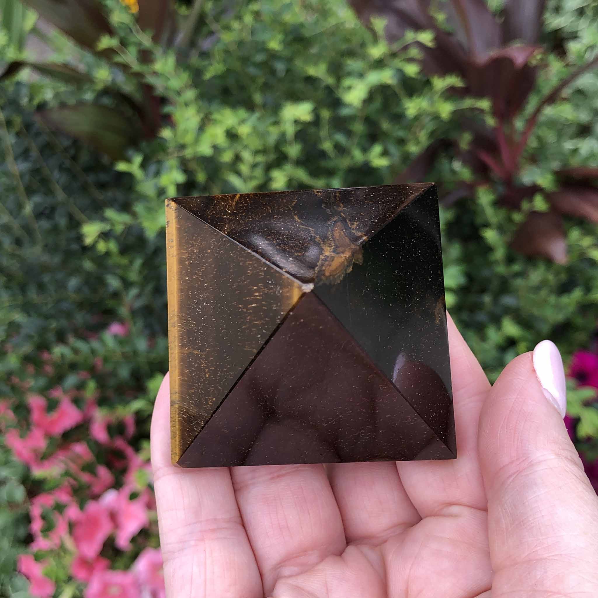 Yellow Tiger Eye Pyramid Solar Plexus Chakra Crystal Pyramid Gemstone